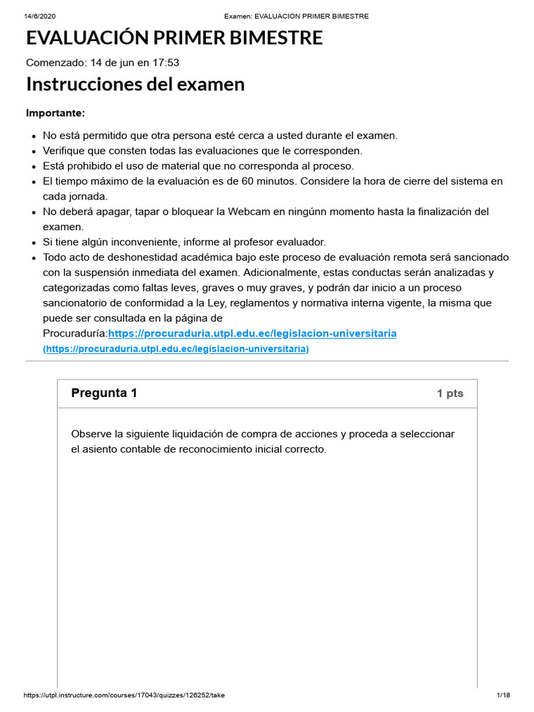Examen - Evaluación Primer Bimestre-3 | PDF