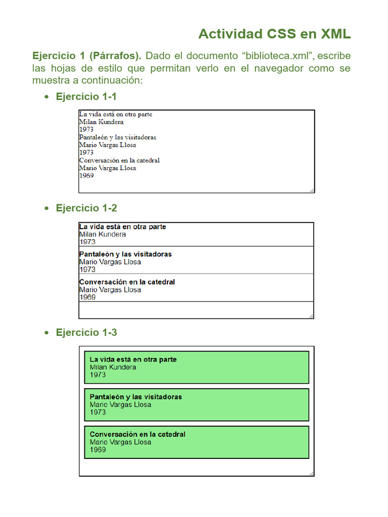 01 Actividades CSS en XML | PDF