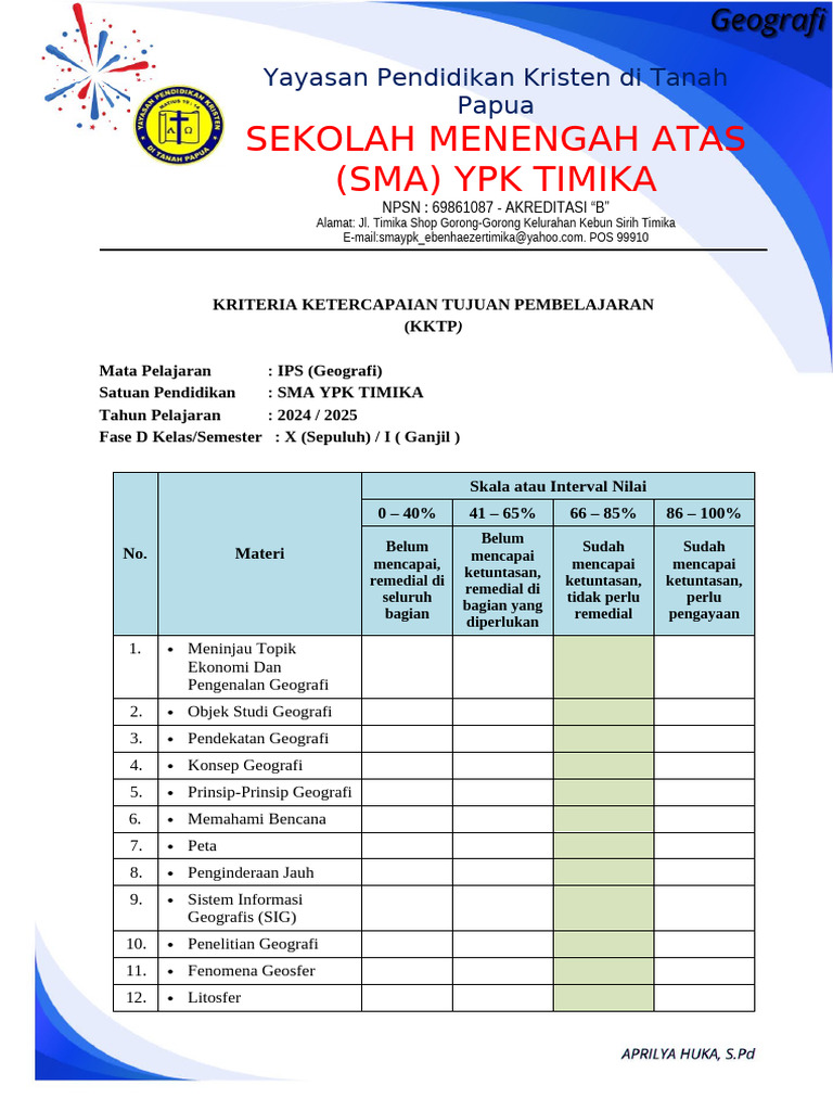 KKTP Fase E - IPS (Geografi) | PDF