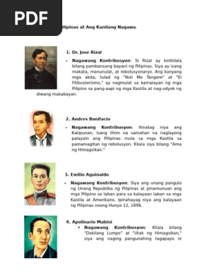 Mga Bayani Ng Pilipinas At Ang Kanilang Nagawa Sa Pilipinas Mga Bayani