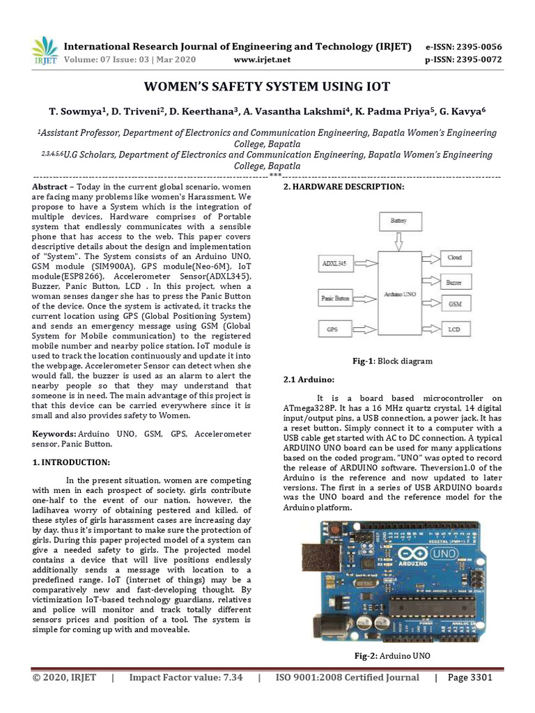 Womens Safety System Using Iot | PDF