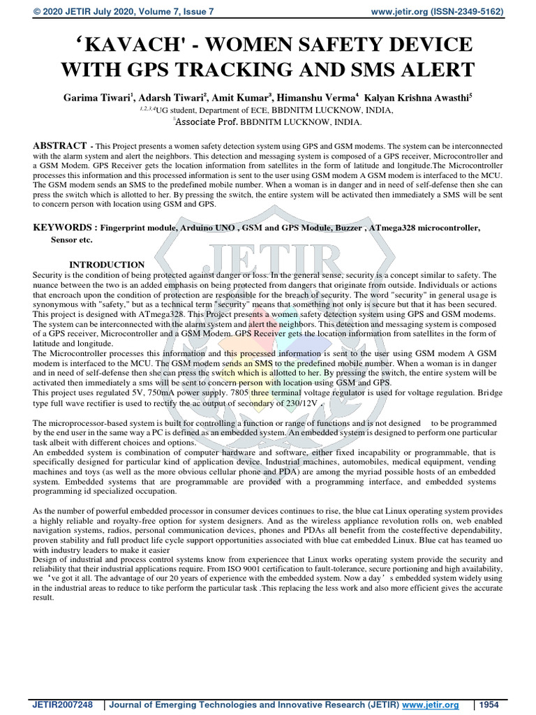 Kavach Women Safety Device With GPS Trac | PDF