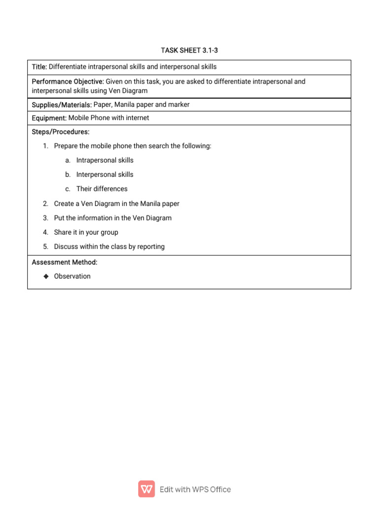 TASK SHEET 3.1-3 | PDF