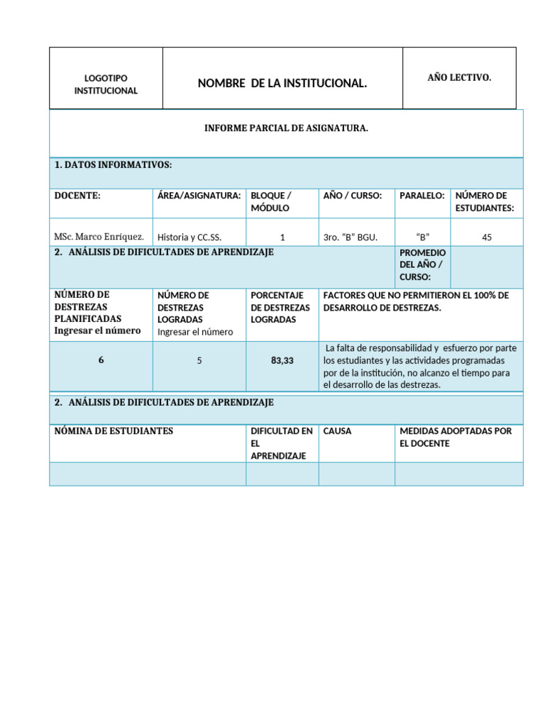 Informe Parcial de Asignatura 17 | PDF | Aprendizaje | Modificación de comportamiento