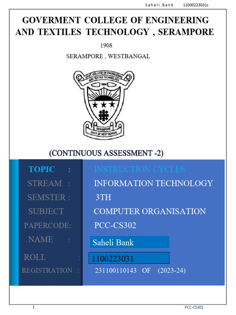 Goverment College of Engineering and Textiles Technology, Serampore ...