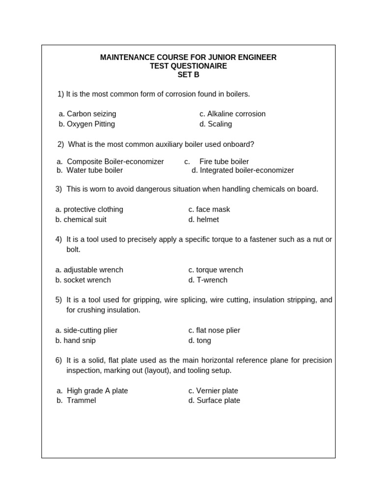 Test Question Set B Final .. | PDF