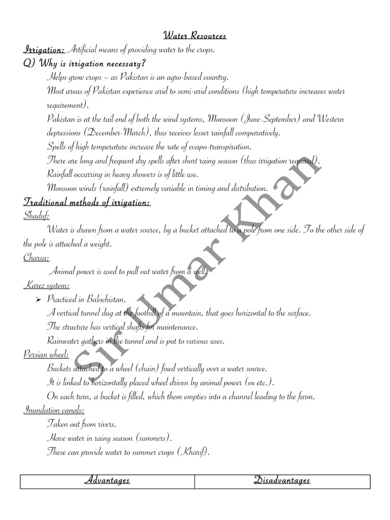 Notes Water Resources | PDF