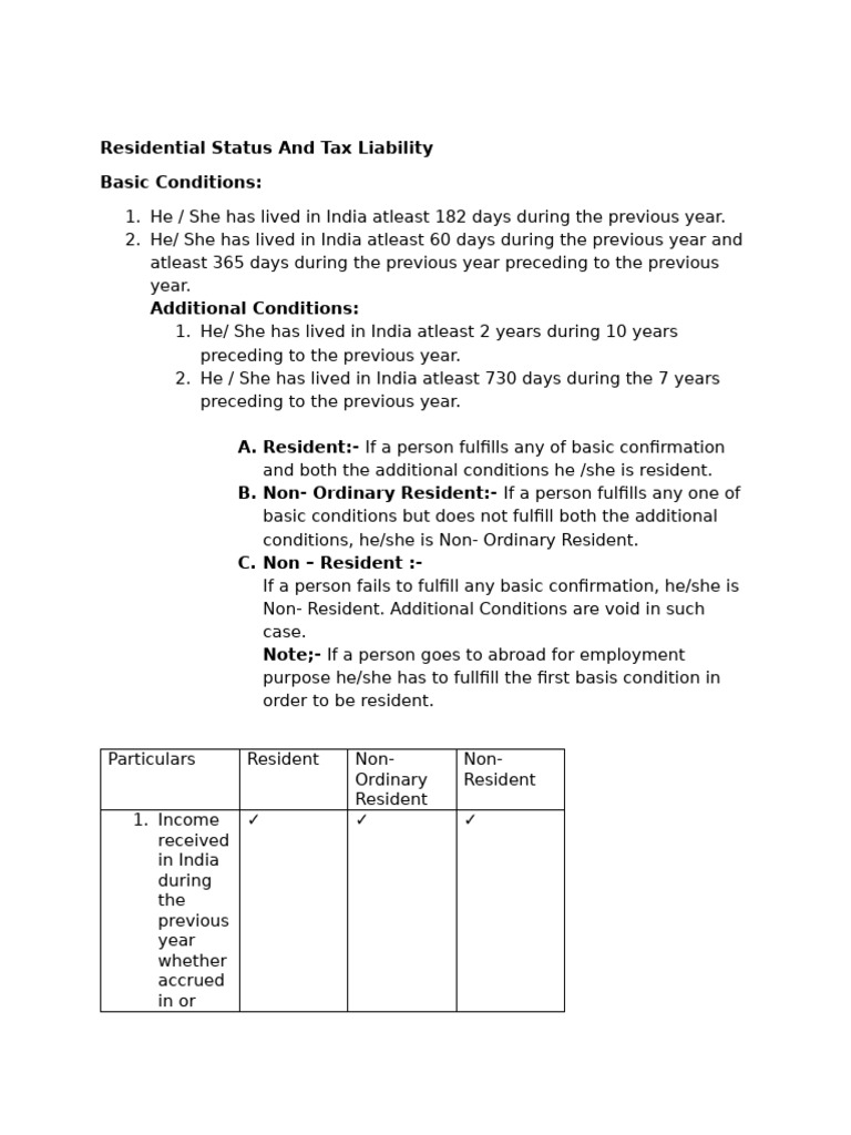 Residential Status | PDF