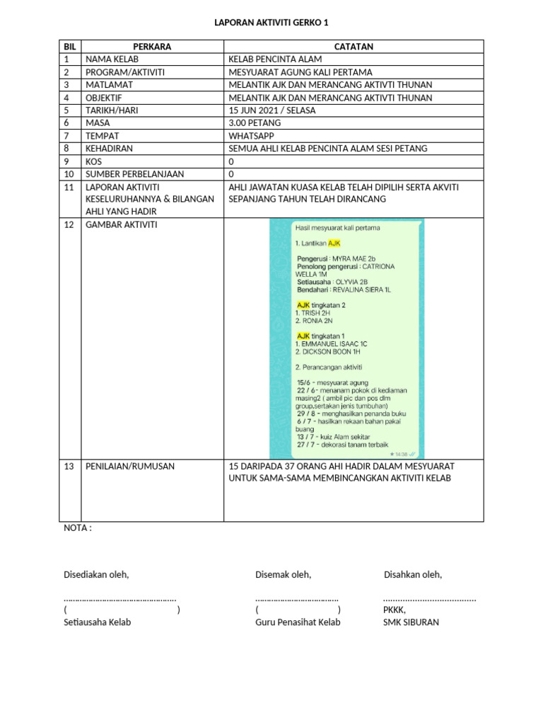 Format Laporan Kk | PDF