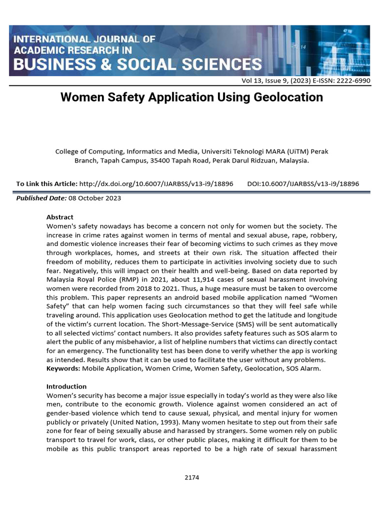 Women Safety Application Using Geolocation | PDF