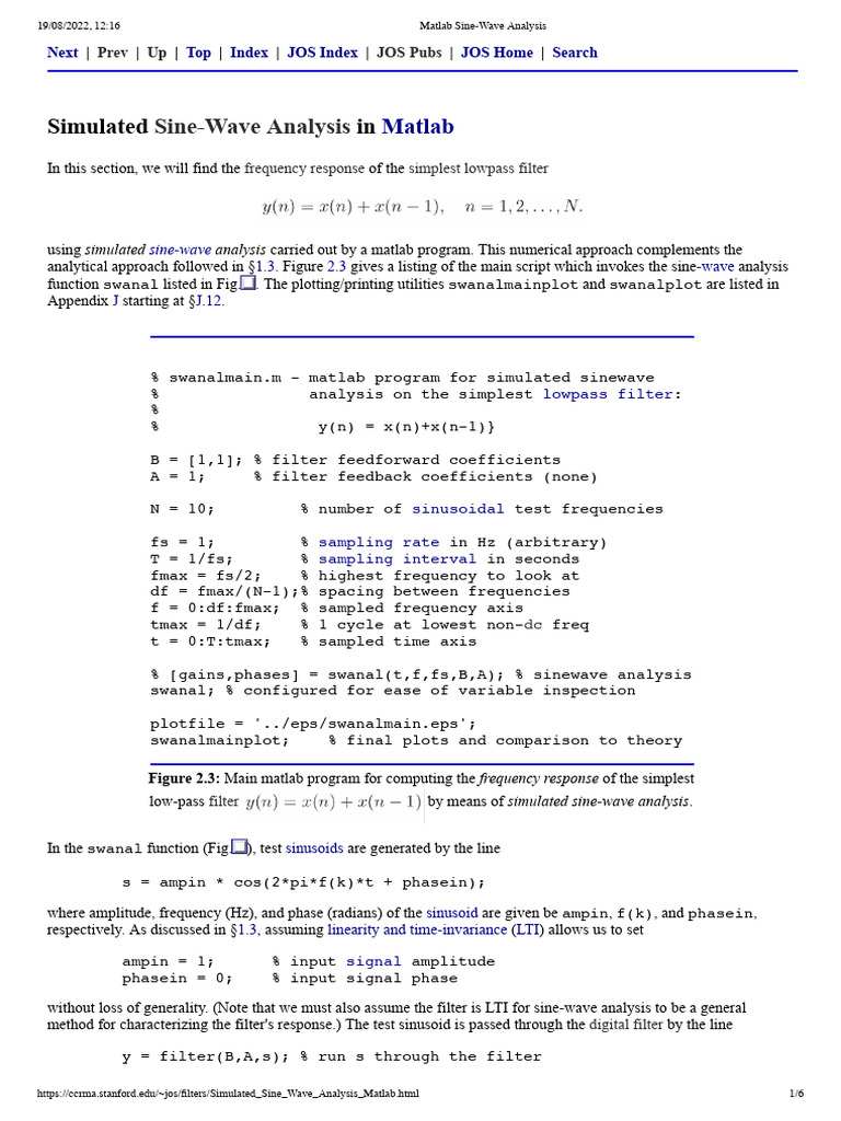 Matlab Sine-Wave Analysis | PDF
