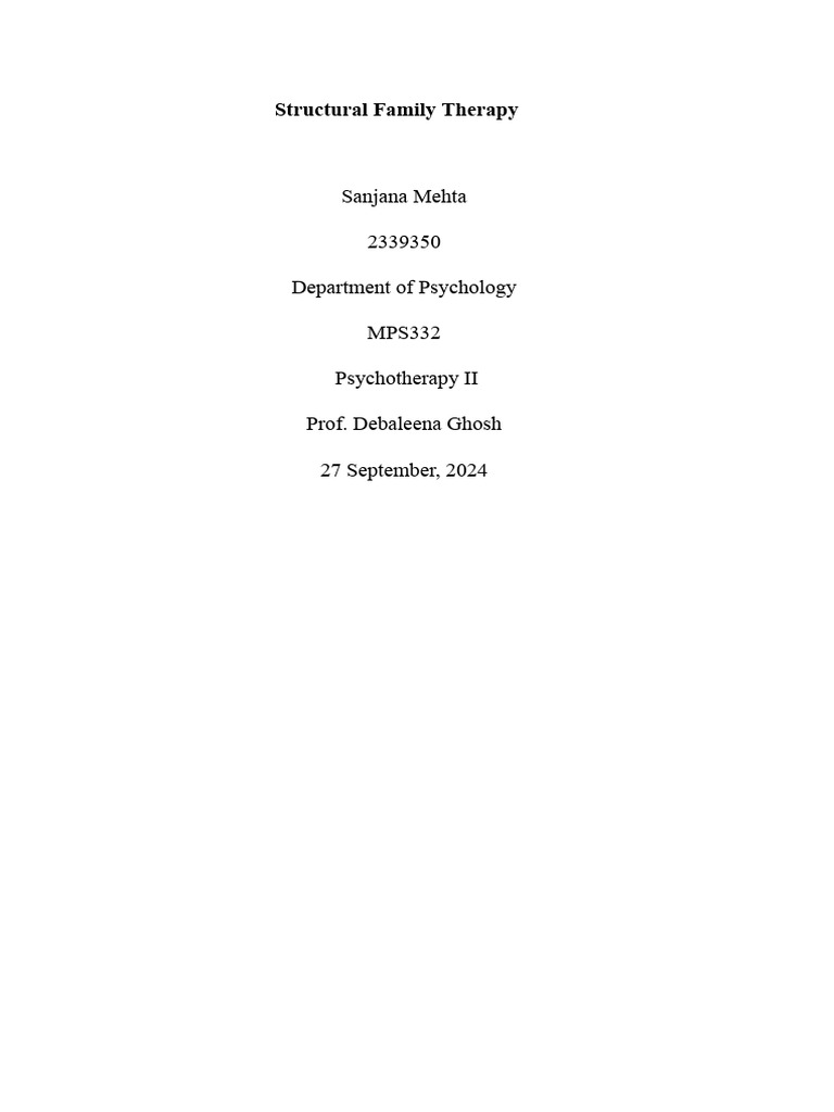 Overview of Structural Family Therapy | PDF | Psychotherapy | Family ...