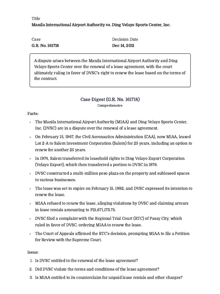Case Digest - G.R. No. 161718 - Manila International Airport Authority ...