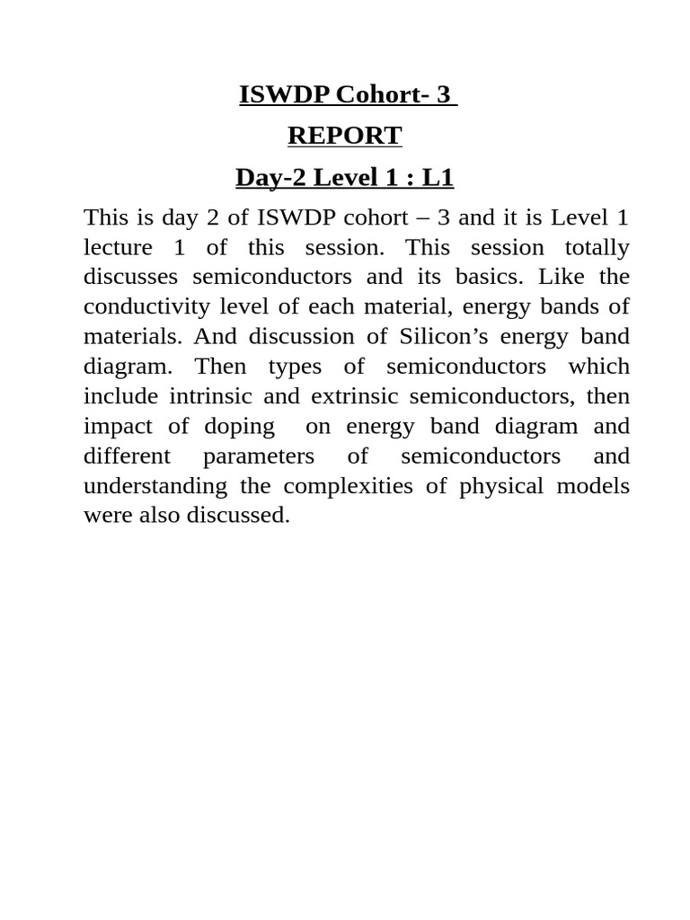 ISWDP Cohort L1 - Report | PDF