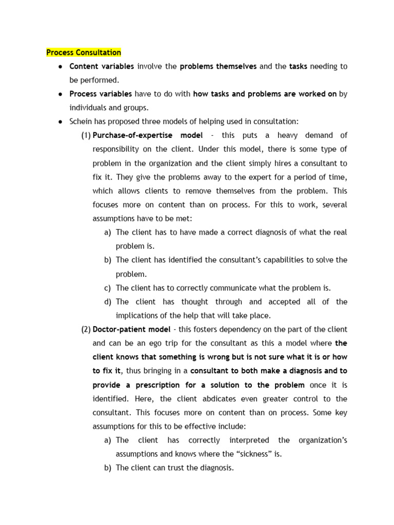 Process Consultation Notes | PDF