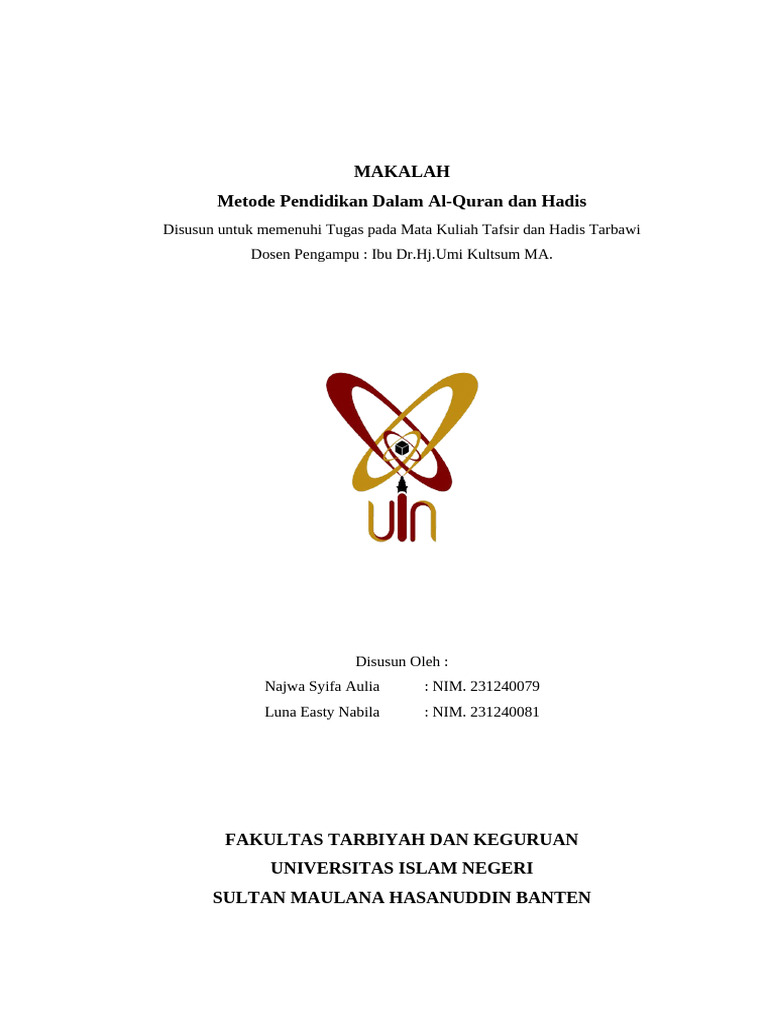 Makalah Kel.5 Metode Pendidikan Al-Quran Dan Hadis | PDF