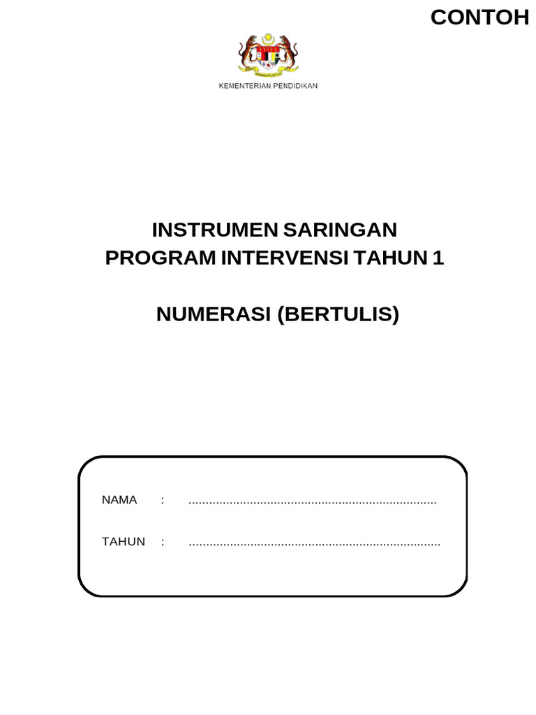 V9 - Instrumen Saringan Program Intervensi Tahun 1 Numerasi Bertulis | PDF
