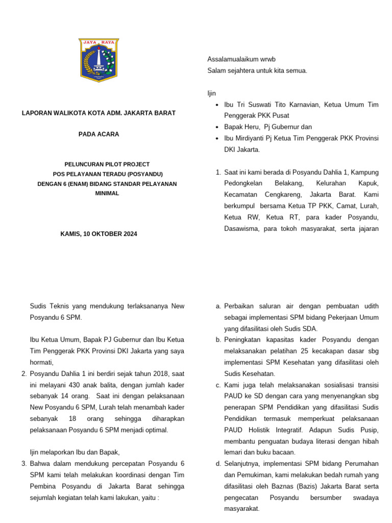 Pointer Laporan Posyandu 6 SPM | PDF