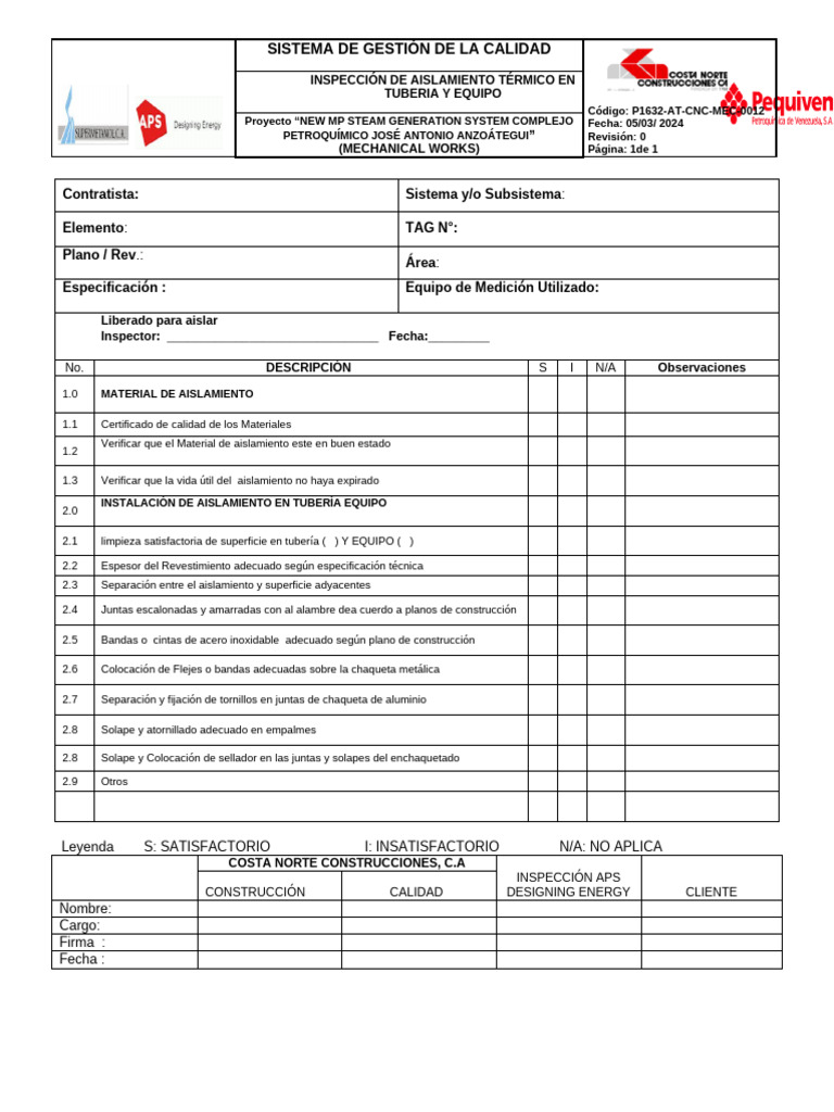 P1632-At-Cnc-Mec-0012 Aislamiento Thermico | PDF