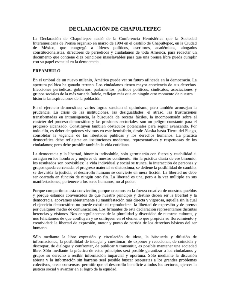 Declaración de Chapultepec | PDF