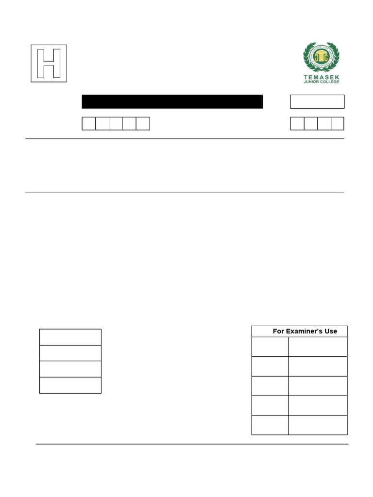 TJC 2024 Prelims H2 Paper 4 Solutions | PDF