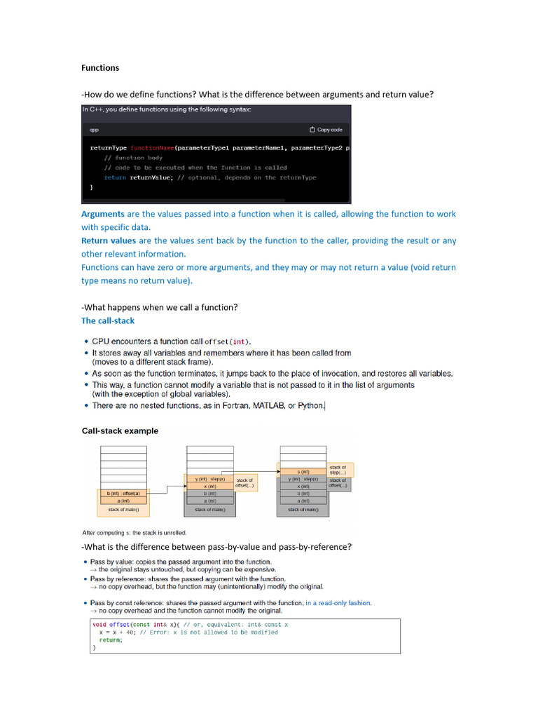 Tutorial Notes - Functions | PDF