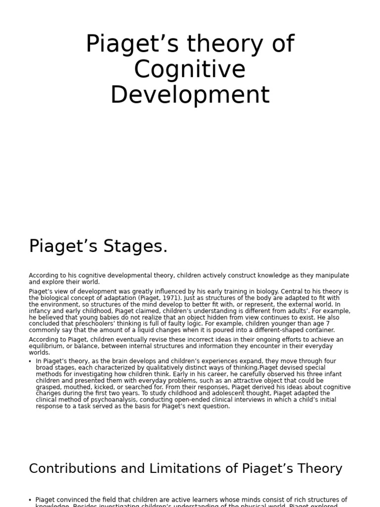 Piaget's Theory of Cognitive Development | PDF
