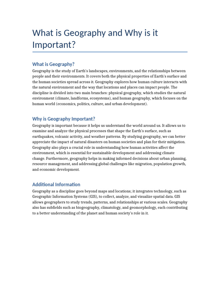 Geography Importance | PDF