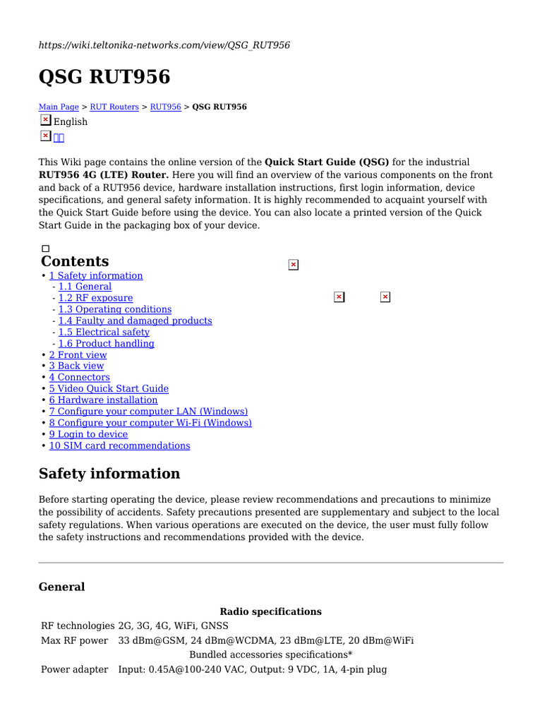 QSG Rut956 | PDF