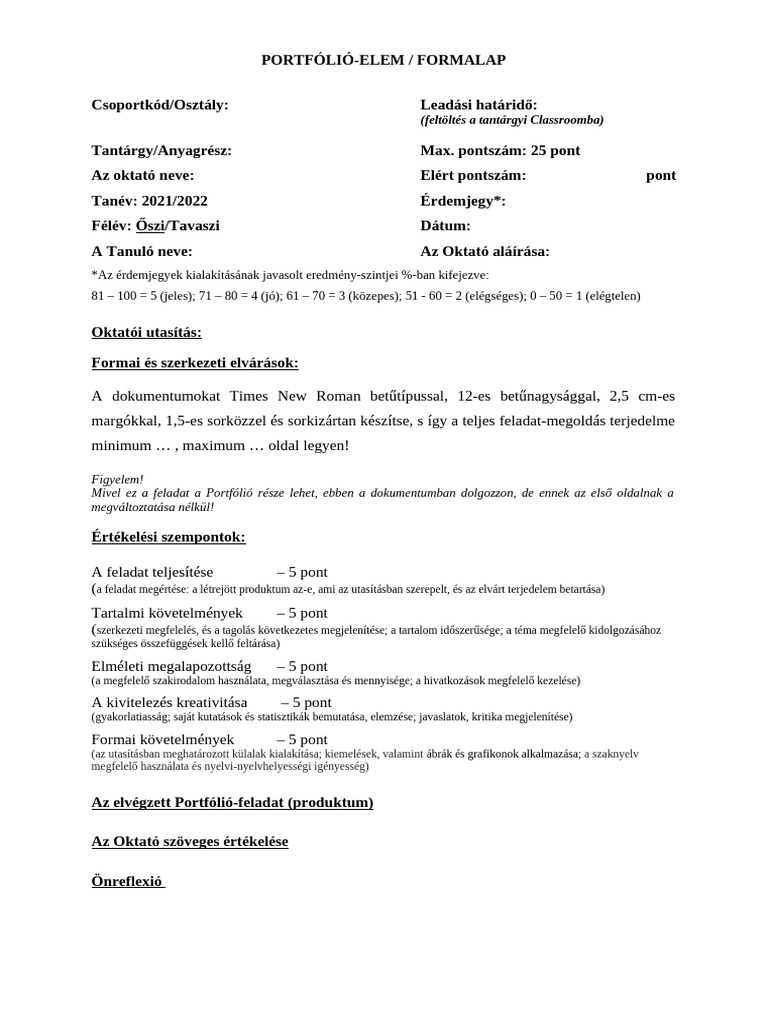 Portfólió Elem Formalap | PDF