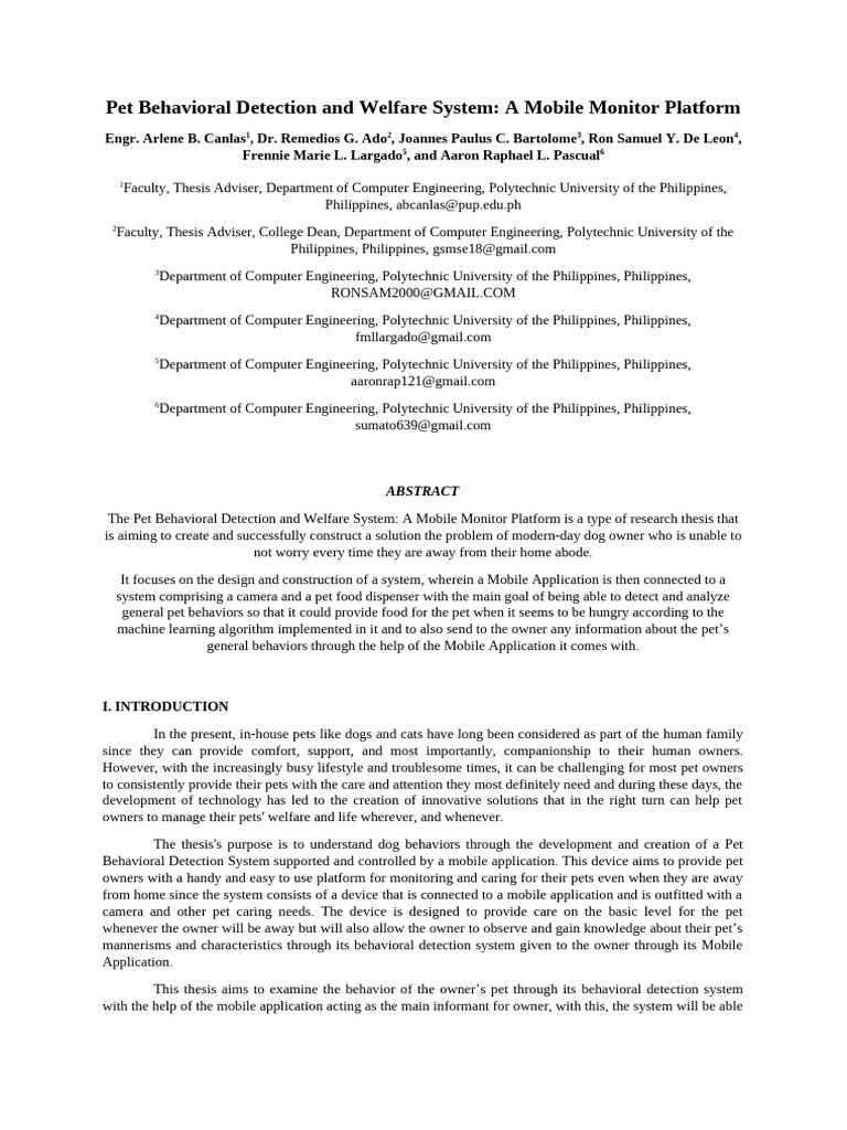Group 2 4202pet Behavioral Detection and Welfare System Journalr | PDF ...