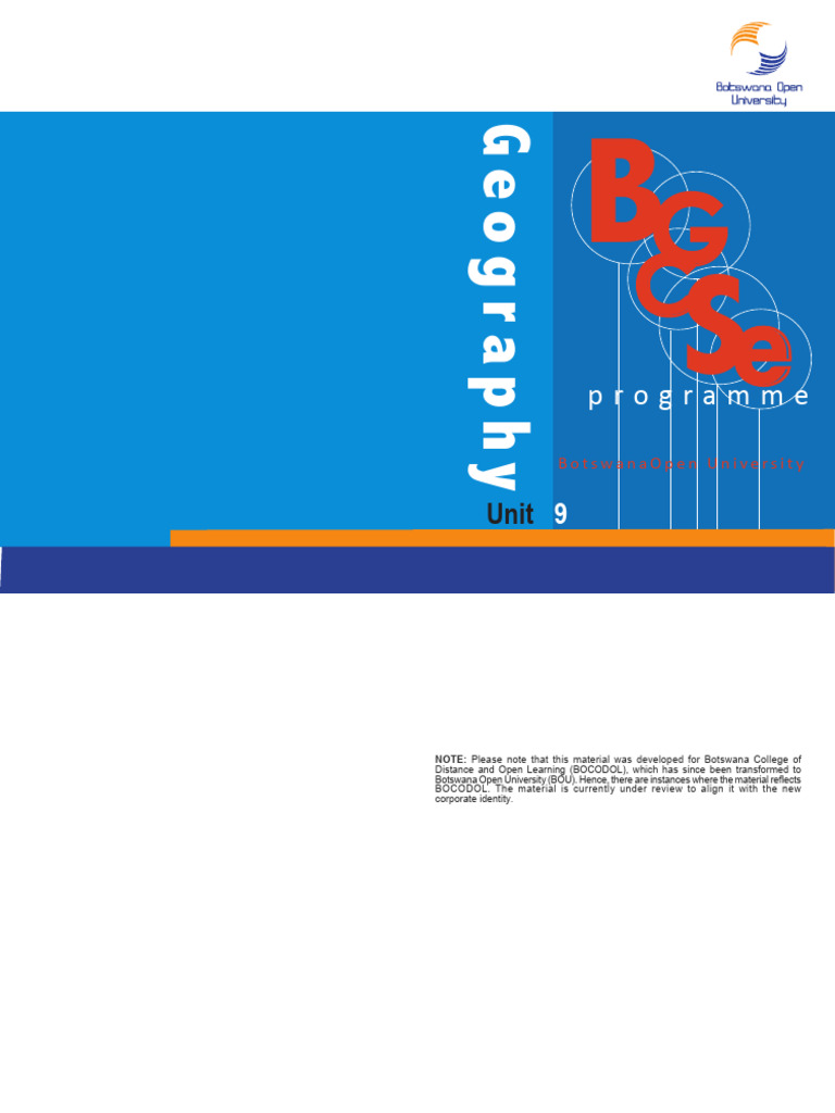 BGCSE 2018 Geography Cover Unit 9 | PDF