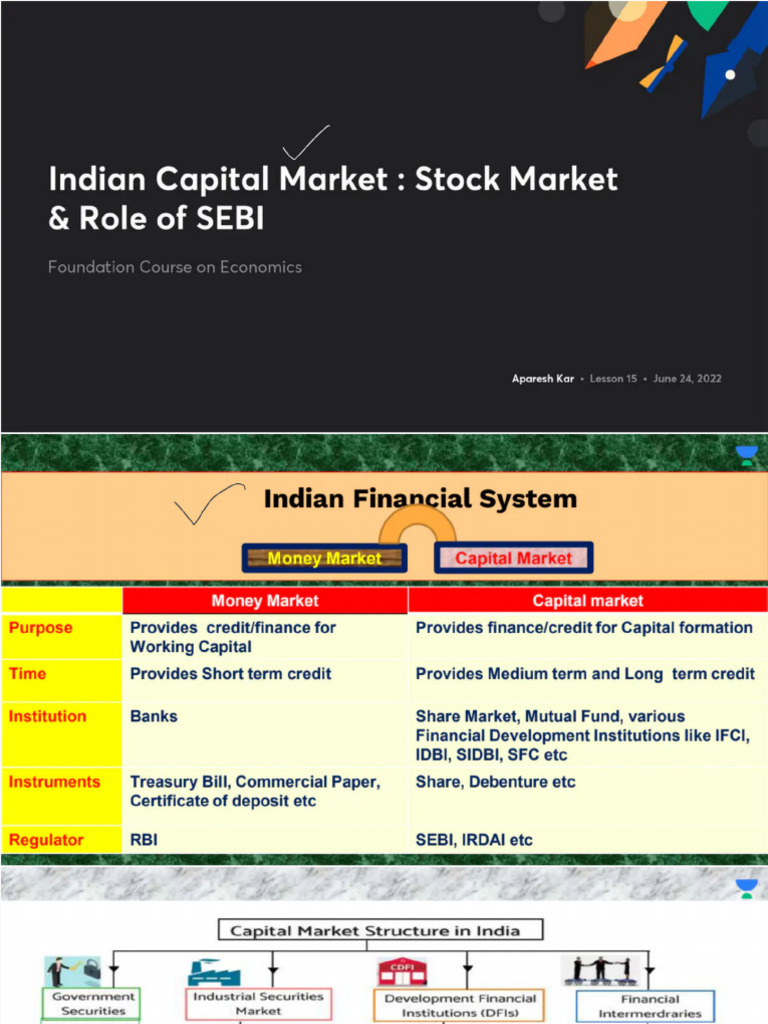 Indian Capital Market Stock Market Role of SEBI With Anno | PDF