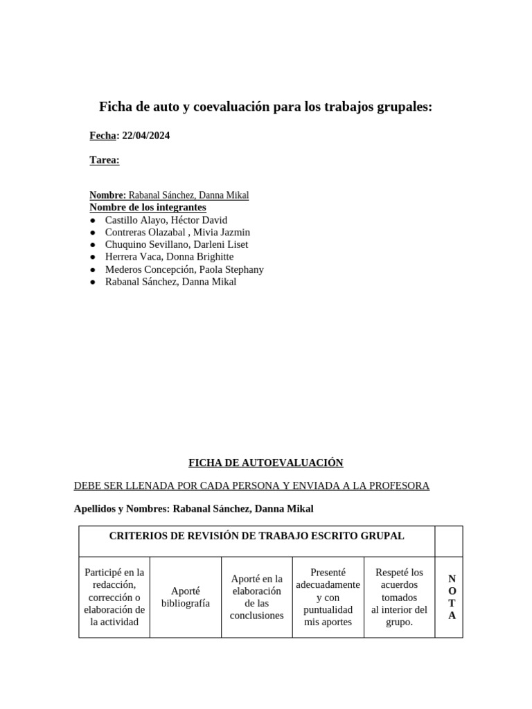 Ficha de Eva y Coe | PDF