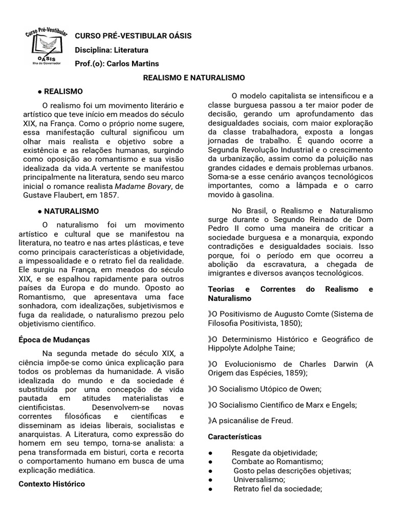 Realismo e Naturalismo | PDF