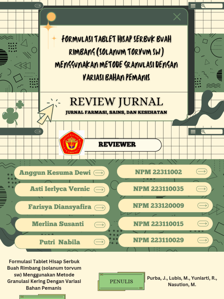 Tugas 1 - PPT Review Jurnal FTSS - Kel.5 FIX | PDF | Wellness | Science & Mathematics
