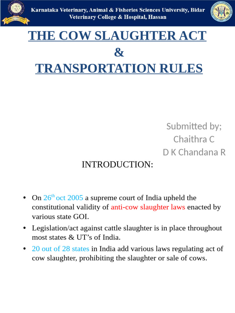 The Cow Slaughter Act | PDF