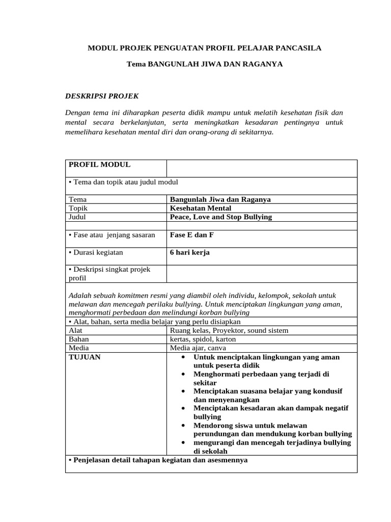Modul P5 Bangunlah Jiwa Raganya Oke | PDF