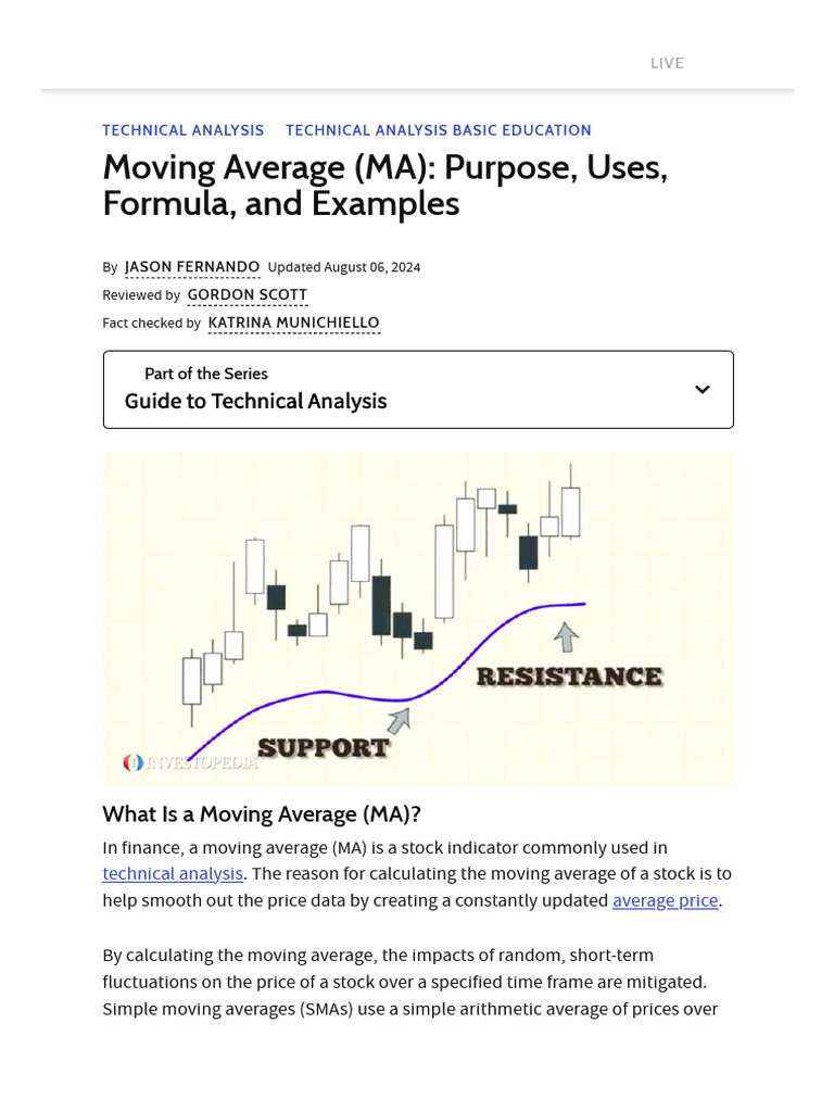 Moving Average (MA)_ Purpose, Uses, Formula, and Examples | PDF