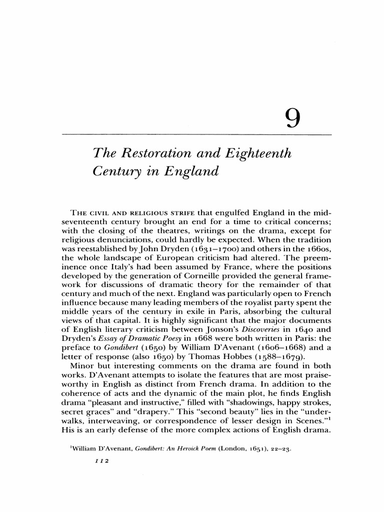 Theories of the Theatre - Restoration and Eighteenth Century England | PDF