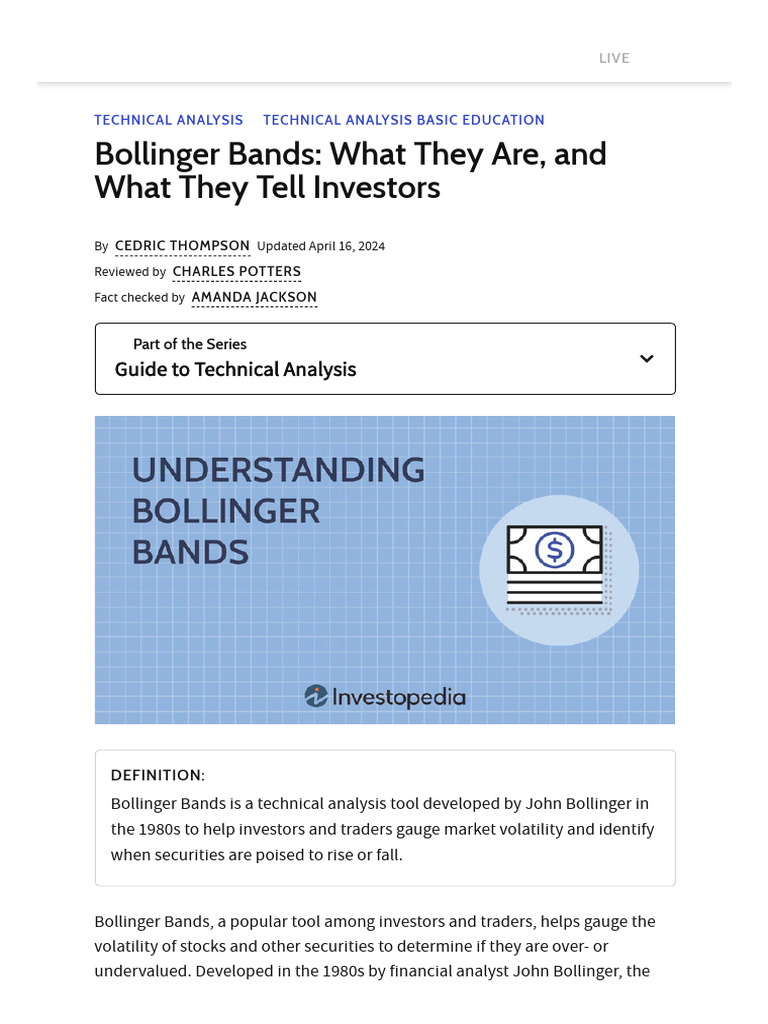 Bollinger Bands - What They Are, and What They Tell Investors | PDF