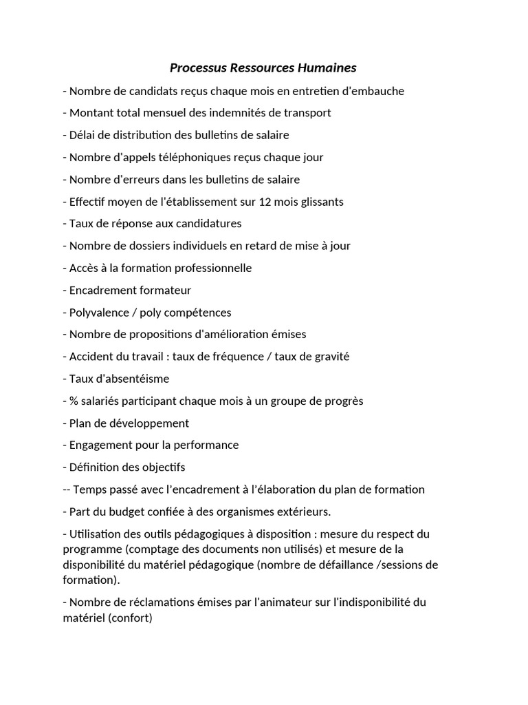 Indicateurs Qualité | PDF