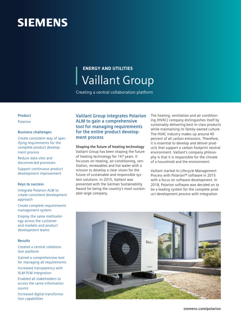 Siemens SW Vaillant Group (Polarion) Case Study | PDF