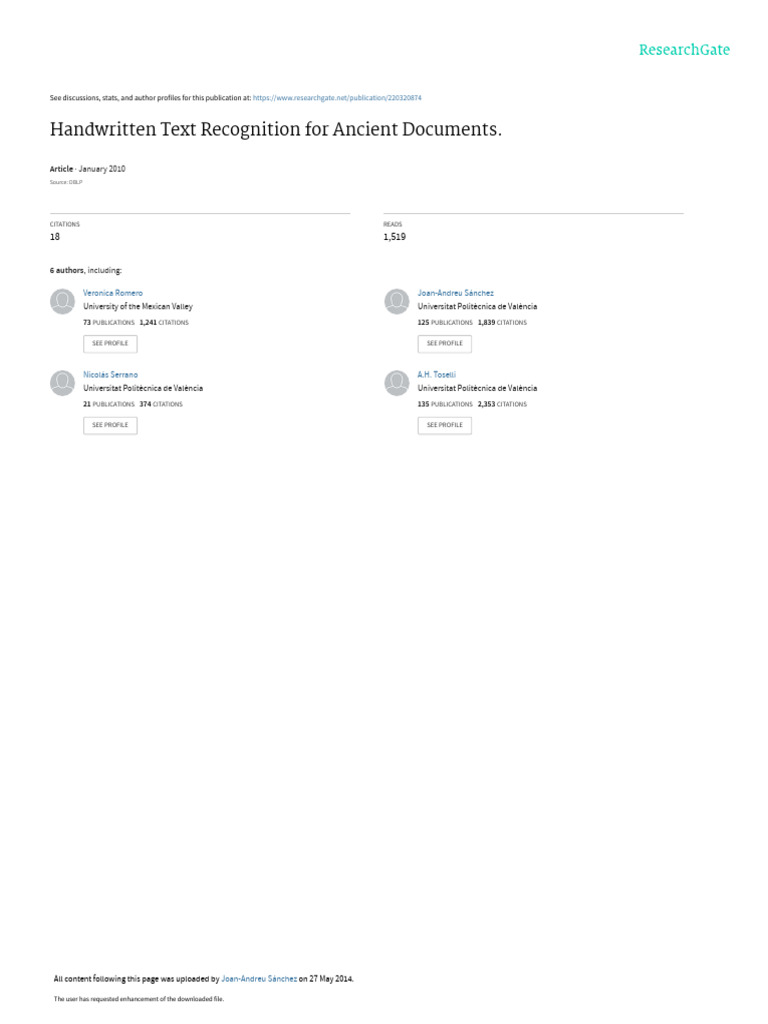 Handwritten Text Recognition For Ancient Documents | PDF | Optical ...