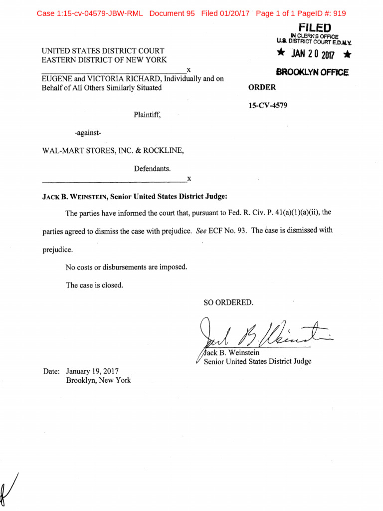 Case Dismissal: Richard v. Wal-Mart | PDF | Law