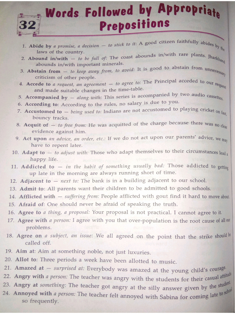Words Followed by Appropriate Prepositions | PDF