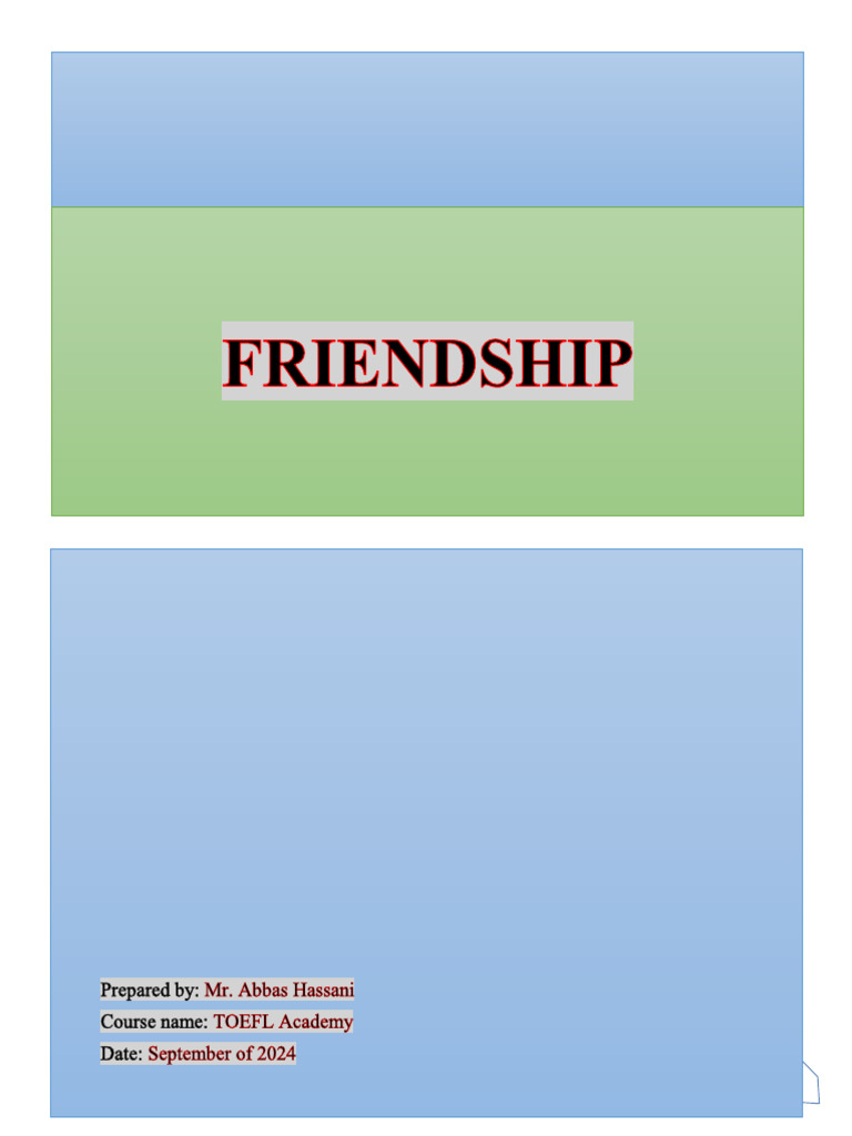 Friendship | PDF