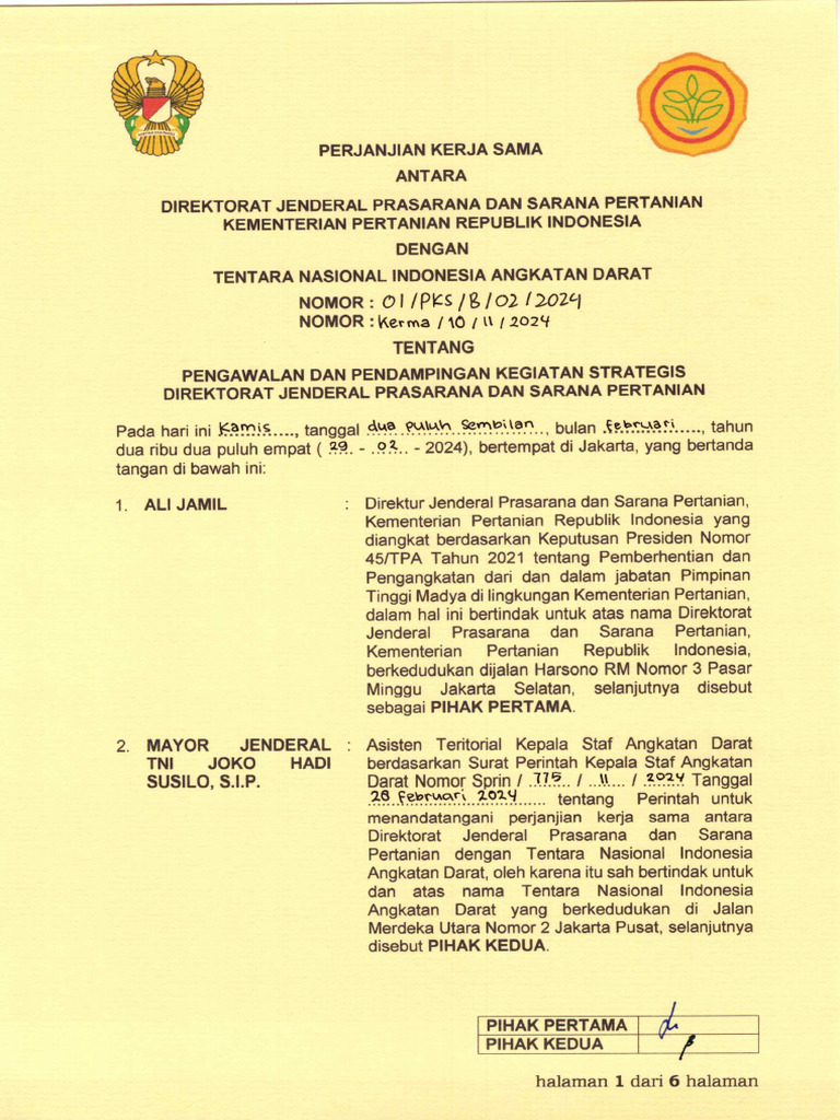 PKS TNI Dan Ditjen PSP TTG Pengawalan Dan Pendampingan Kegiatan ...