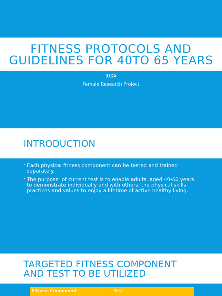 Fitness Protocols and Guidelines For 40+ To60 | PDF | Waist | Wellness