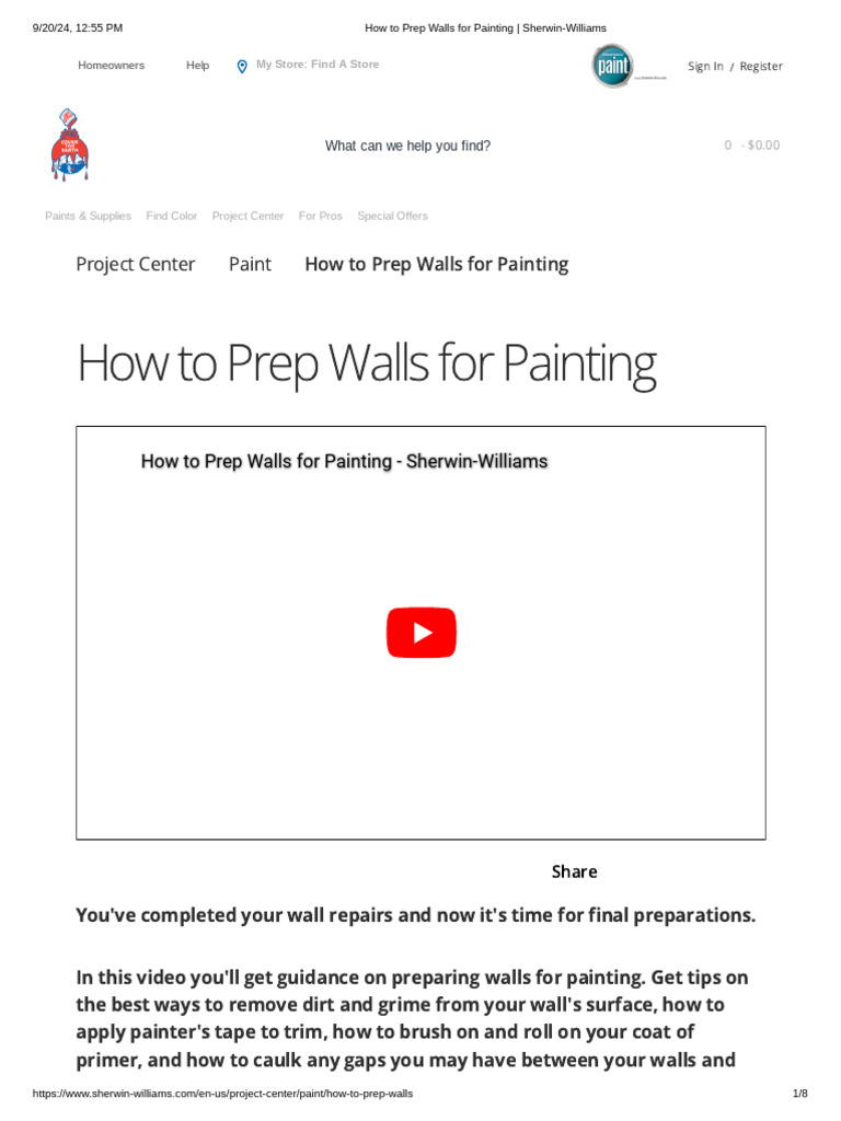 How To Prep Walls For Painting - Sherwin-Williams | PDF